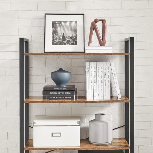Fancial 6-Tier Tall Bookshelf, Large Bookcase with Steel Frame, Deep Book Shelf for Living Room, Home Office, Study, 11.8 x 31.5 x 73.2 Inches, Industrial Style, Rustic Brown and Black
