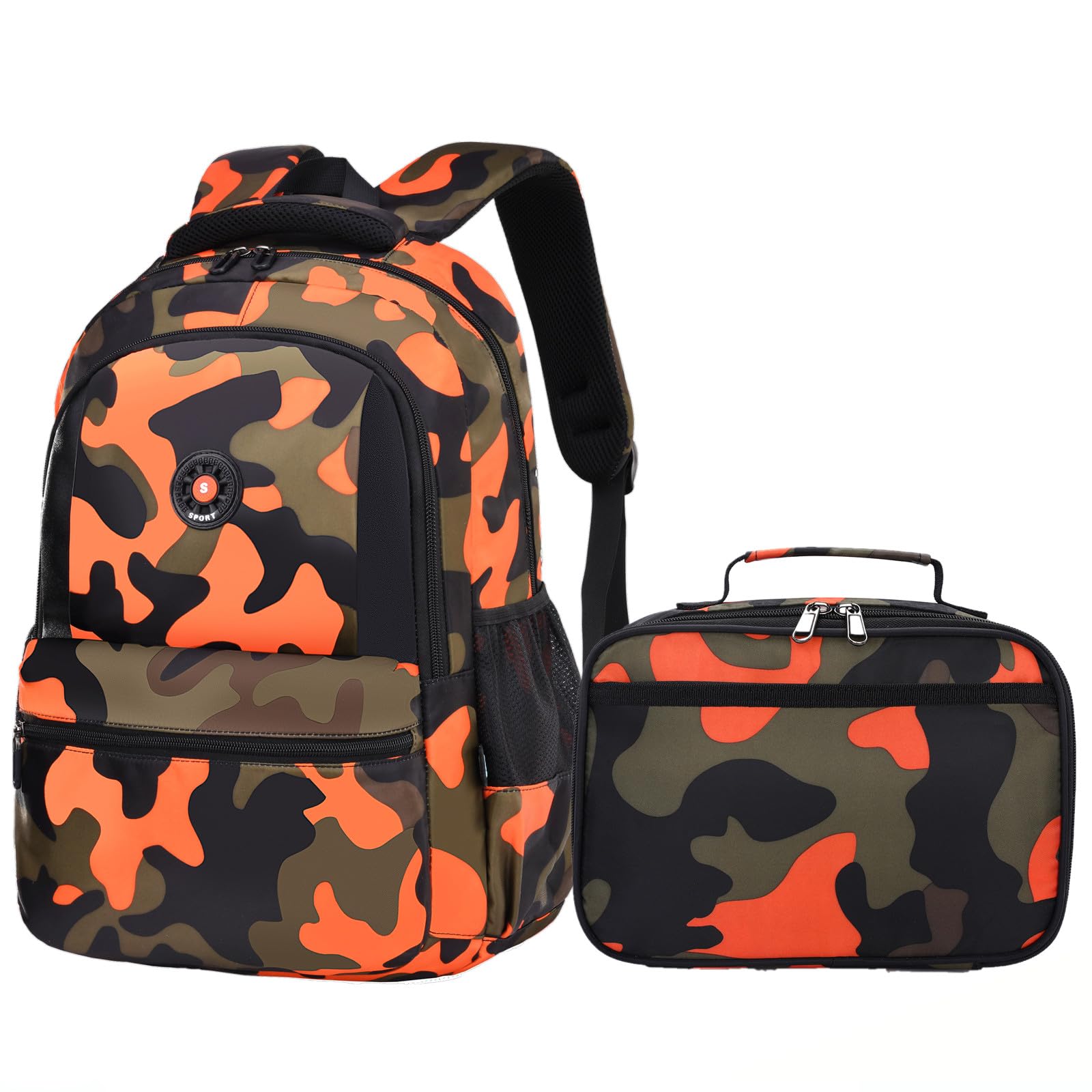 Ladyzone Camo School Backpack Lightweight Schoolbag Travel Camp Outdoor Daypack (Camo Orange) LZ003 One Size