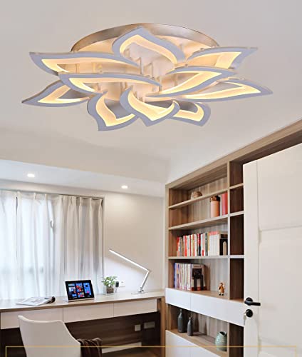 Modern Dimmable LED Ceiling Light Living Room Chandelier Metal Acrylic with Remote Control Flush Mount Ceiling Lamp Chic Design Kitchen Hanging Lamp Bedroom Painted Finish Pendant Lighting (33.4")