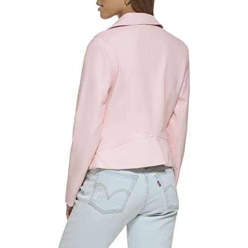 Levi's Women's Faux Leather Asymmetrical Moto Jacket, Rose Quartz, X-Large