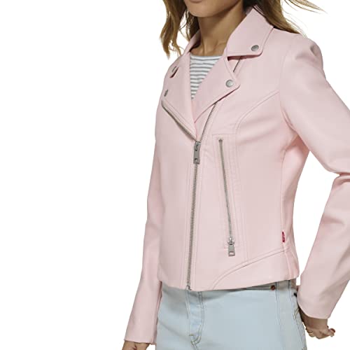Levi's Women's Faux Leather Asymmetrical Moto Jacket, Rose Quartz, X-Large