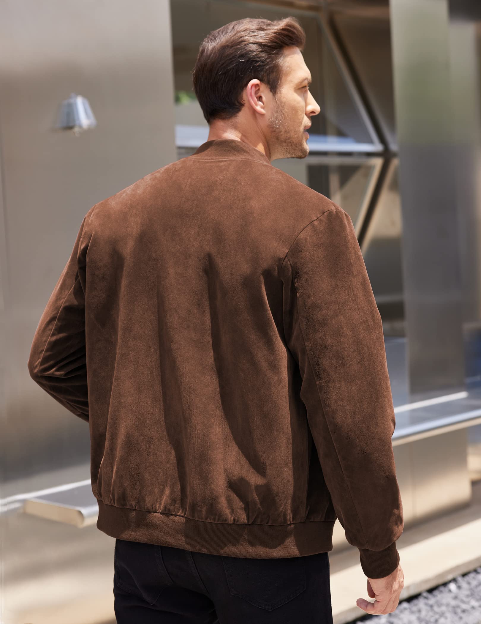 COOFANDY Men's Varsity Baseball Jacket Vintage Suede Faux Leather Trucker Jackets
