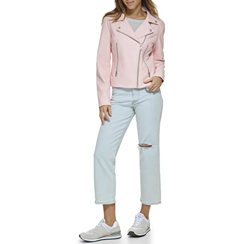 Levi's Women's Faux Leather Asymmetrical Moto Jacket, Rose Quartz, X-Large
