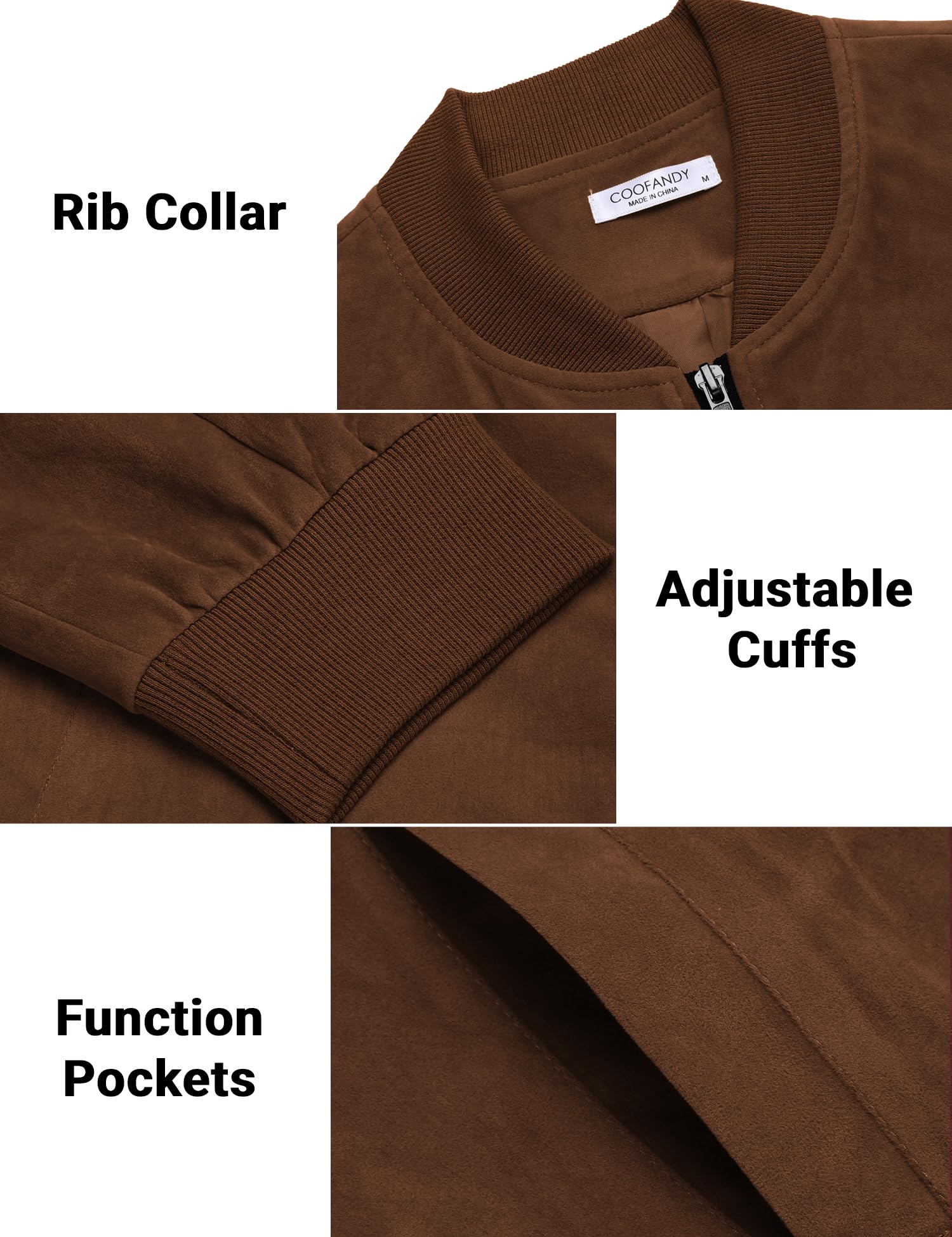 COOFANDY Men's Varsity Baseball Jacket Vintage Suede Faux Leather Trucker Jackets