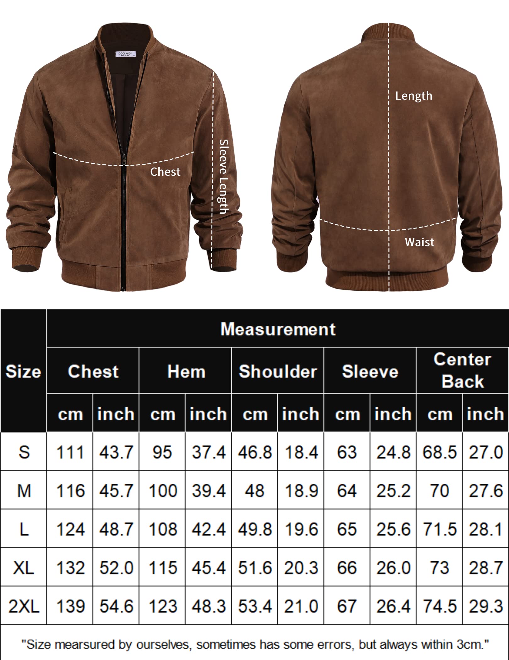 COOFANDY Men's Varsity Baseball Jacket Vintage Suede Faux Leather Trucker Jackets