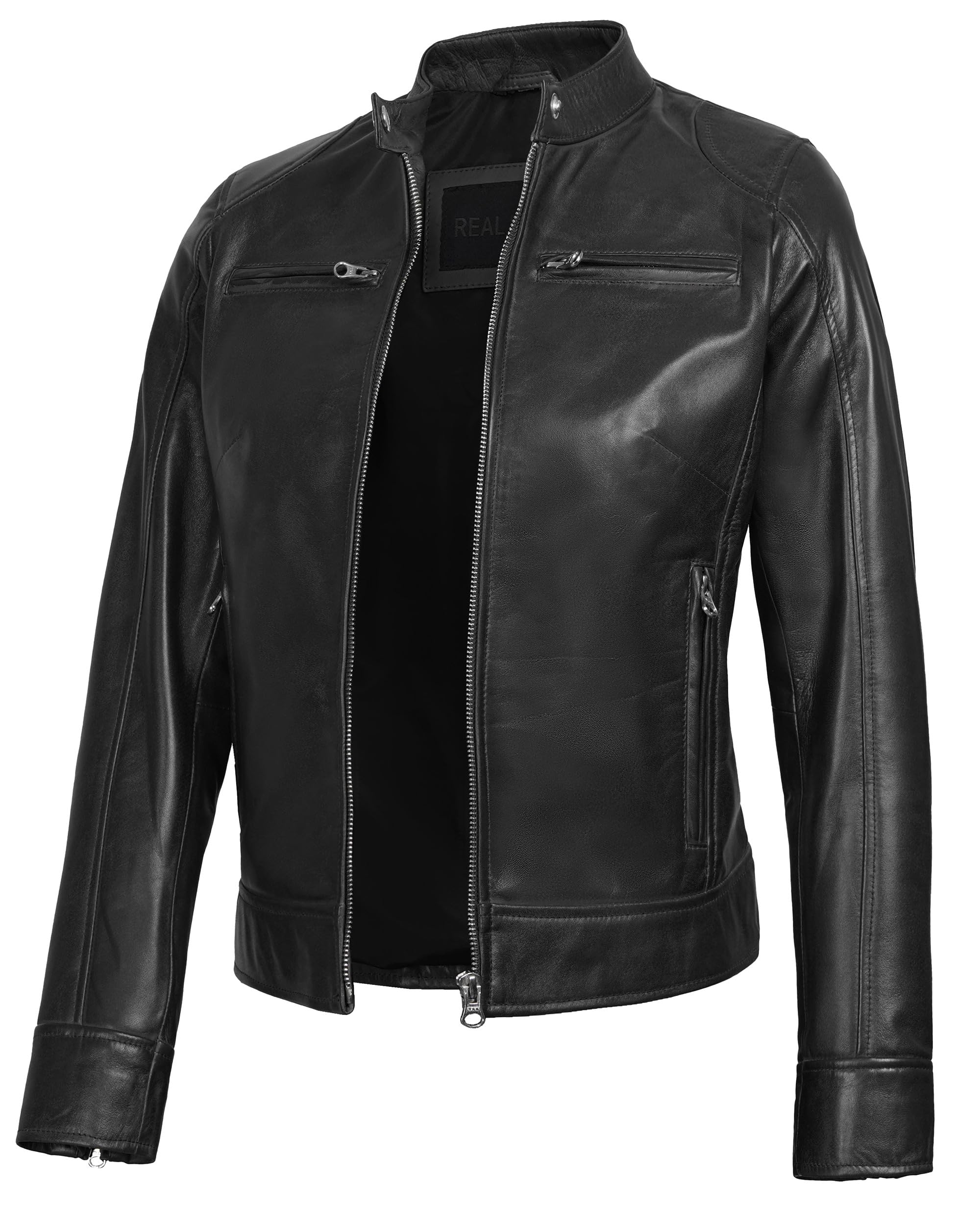 Decrum Womens Leather Jacket - Leather Jackets for Women | [1313764] Ddge Black, L