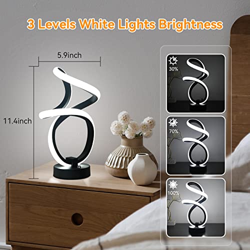 AVANLO Modern Table Lamp, RGB Touch Spiral Bedside Lamp, Unique Dimmable LED Table Lamp for Bedroom, Cool Desk Nightstand Lamps for Living Room Office Home Decor Ideal Gifts (Art Deco)