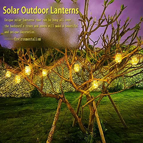 Cooo 8 Pack Lanterns Solar Powered 30LED Mason Jar Lights,Waterproof Hanging Patio Porch Garden Yard Backyard Balcony Lawn Handmade Wall Lighting Fixtures Decor(Hangers&Jars included)-Warm White