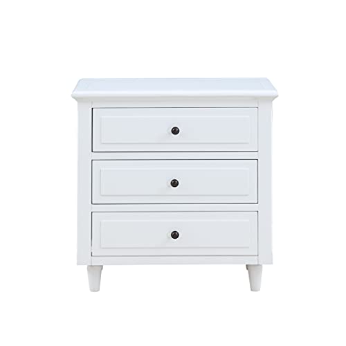 XD Designs Solid Wood Side End Table, 2-Drawer Night Stand with Storage Shelf, Bedside Nightstand, Accent Table for Bedroom Hallway Living Room (White)