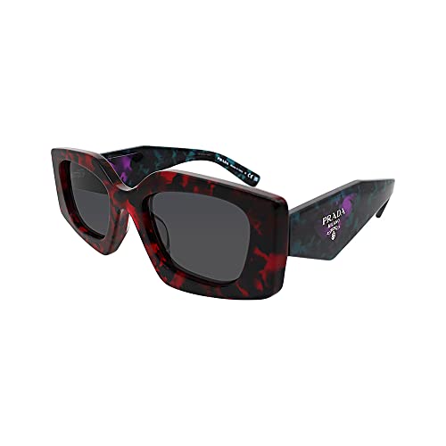 Prada PR 15YSF 09Z5S0 Scarlet Tortoise Plastic Irregular Sunglasses Grey Gradient Lens