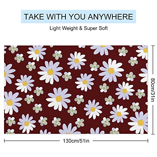 My Little Nest Bath Towels Quick Dry Bathroom Towels Daisy Floral Pattern Brown Absorbent Shower Towels Soft Hand Towel Wash Cloths for Spa Pool Hotel Gym 31" x 51"
