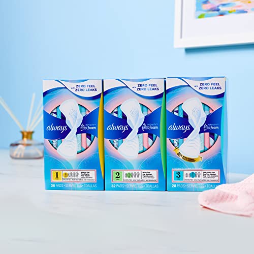 Always Infinity Feminine Pads For Women, Size 1 Regular Absorbency, With Wings, With Flexfoam, Unscented, 36 Count