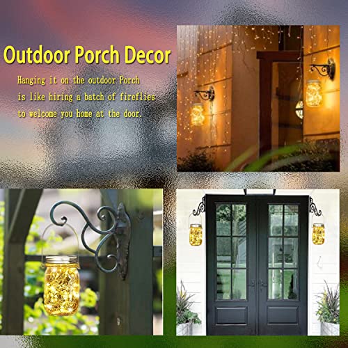 Cooo 8 Pack Lanterns Solar Powered 30LED Mason Jar Lights,Waterproof Hanging Patio Porch Garden Yard Backyard Balcony Lawn Handmade Wall Lighting Fixtures Decor(Hangers&Jars included)-Warm White