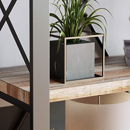 IRONCK Industrial Bookshelf Double Wide 6-Tier, Open Large Bookcase, Wood and Metal Bookshelves for Home Office, Easy Assembly