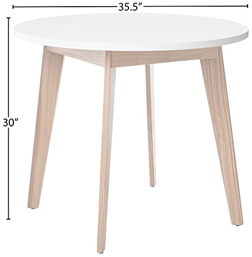 Amazon Brand – Rivet Noah Round Modern Ash Dining Table, 35.4"W, White