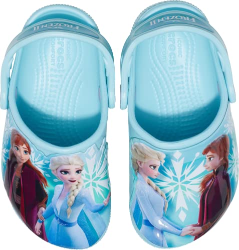 Crocs Kids' Disney Frozen 2 Clog | Frozen 2 Shoes for Girls, Ice Blue/Ice Blue, 2 Little Kid