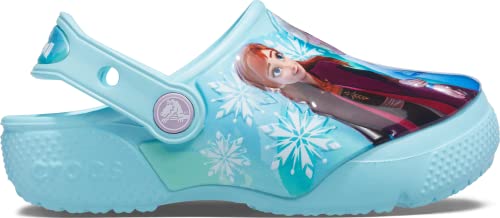 Crocs Kids' Disney Frozen 2 Clog | Frozen 2 Shoes for Girls, Ice Blue/Ice Blue, 2 Little Kid