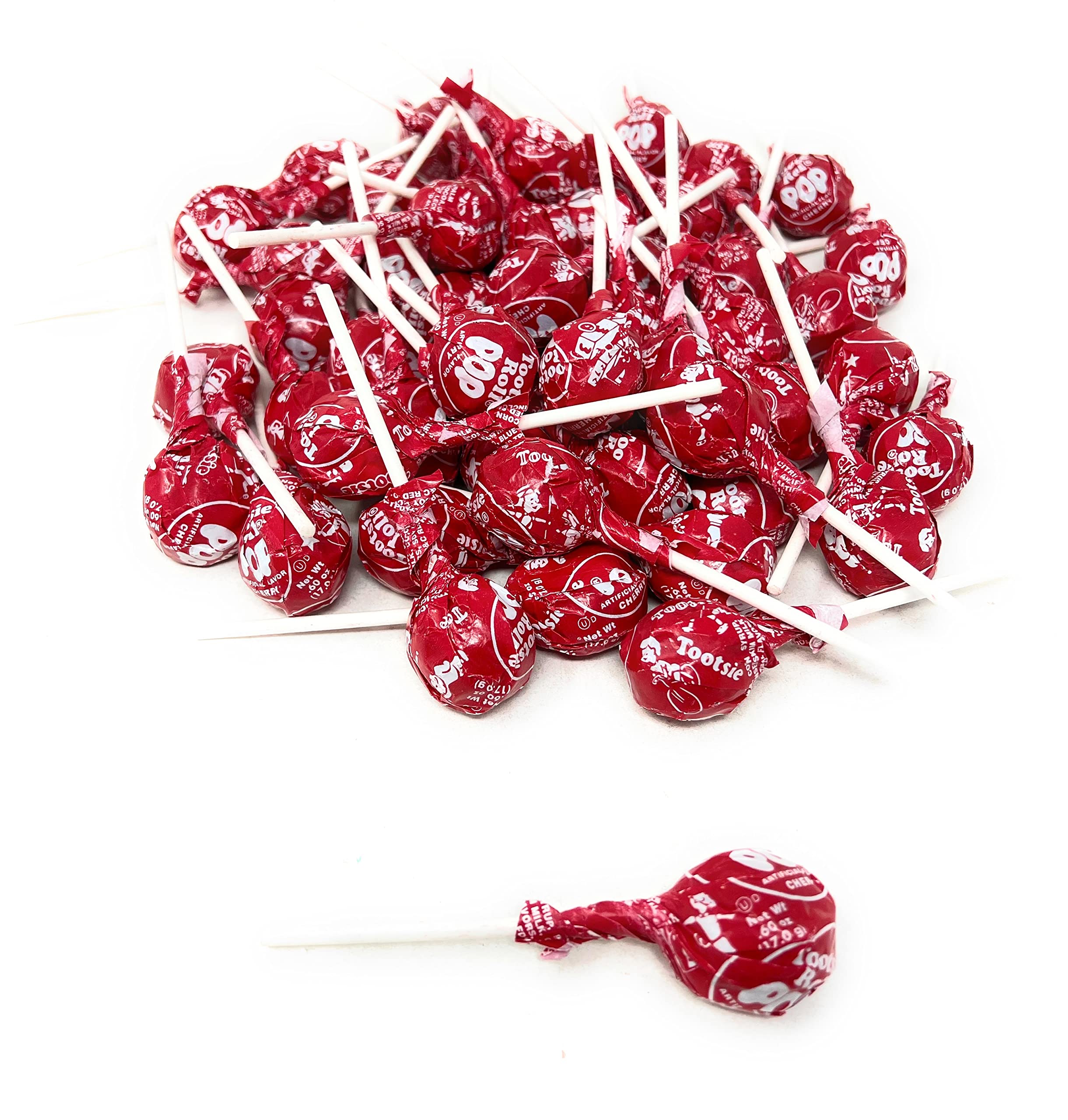 Cherry Red Tootsie Pops Bulk Candy 50+ Count Lollipops Suckers Variety Value Pack Aprox. 2.25 lbs (36 Oz)