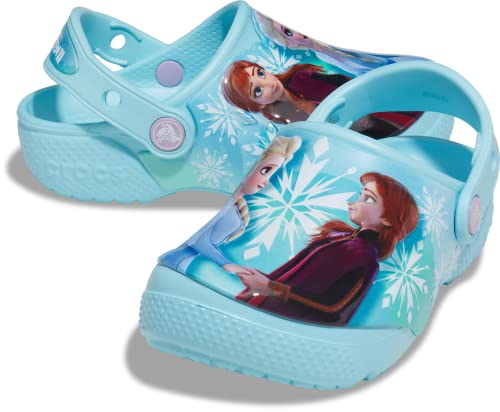 Crocs Kids' Disney Frozen 2 Clog | Frozen 2 Shoes for Girls, Ice Blue/Ice Blue, 2 Little Kid