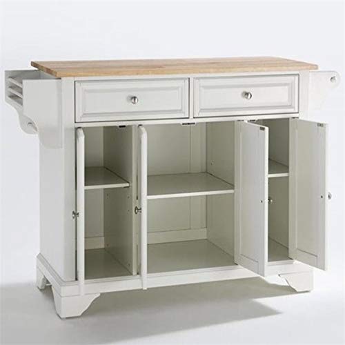 Crosley Furniture Lafayette Full Size Kitchen Island with Natural Wood Top, White