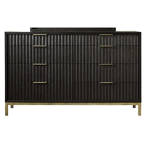 Modus Furniture Solid Wood Dresser, 8-Drawer, Kentfield - Black Drifted Oak