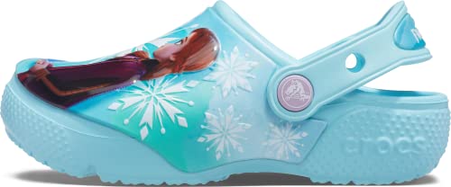 Crocs Kids' Disney Frozen 2 Clog | Frozen 2 Shoes for Girls, Ice Blue/Ice Blue, 2 Little Kid