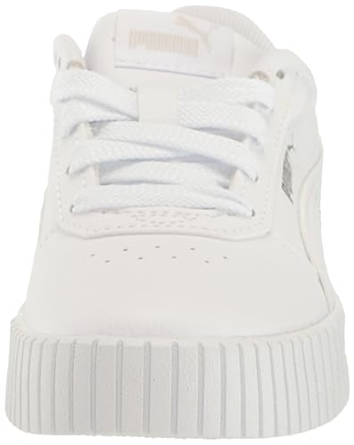 PUMA Carina Sneaker, White White Silver, 3 US Unisex Little Kid