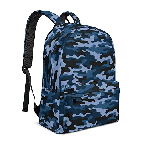 Lightweight Camo Boys School Backpack, Classic Bassic Bookbag for Middle School Students, Cute Camoflauge Patterned Casual Daypack for College, Travel, Work with 15-Inch Laptop Compartment, 17 IN