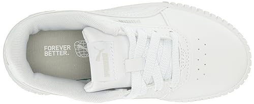 PUMA Carina Sneaker, White White Silver, 3 US Unisex Little Kid