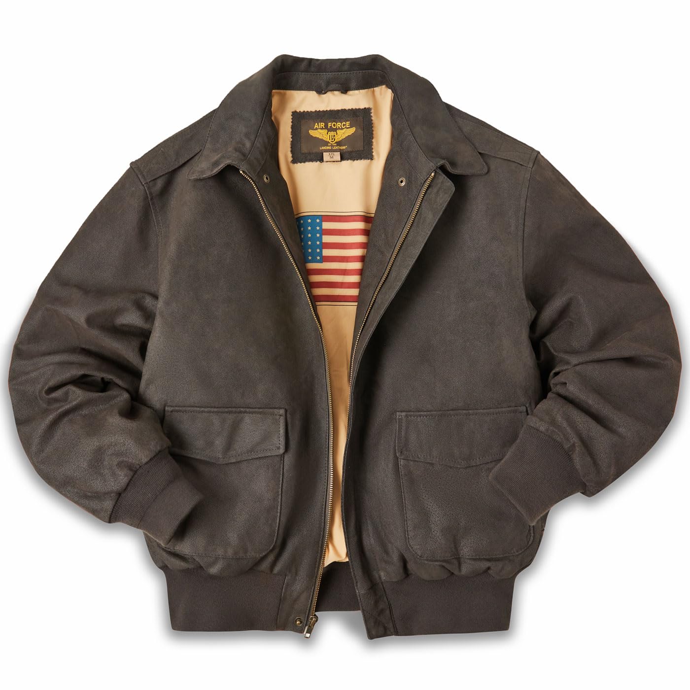 Landing Leathers Men's Air Force A-2 Leather Flight Bomber Jacket Distressed Brown XX-Large