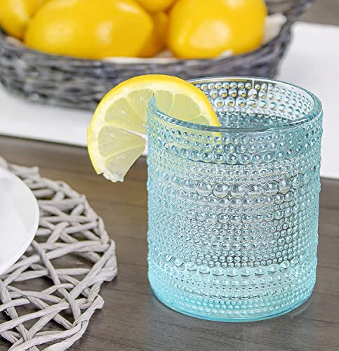 Darware Hobnail Drinking Glasses (12oz, 6pk, Blue); Old-Fashioned Beverage Glasses for Tabletop, and Bar Use and Candle Jars