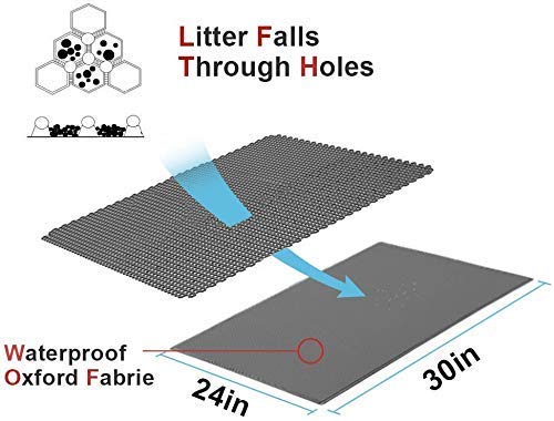 Pieviev Cat Litter Mat Double Layer Waterproof Urine Proof Trapping Mat 1 Pack (30''X24'', Gray)