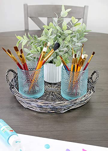 Darware Hobnail Drinking Glasses (12oz, 6pk, Blue); Old-Fashioned Beverage Glasses for Tabletop, and Bar Use and Candle Jars