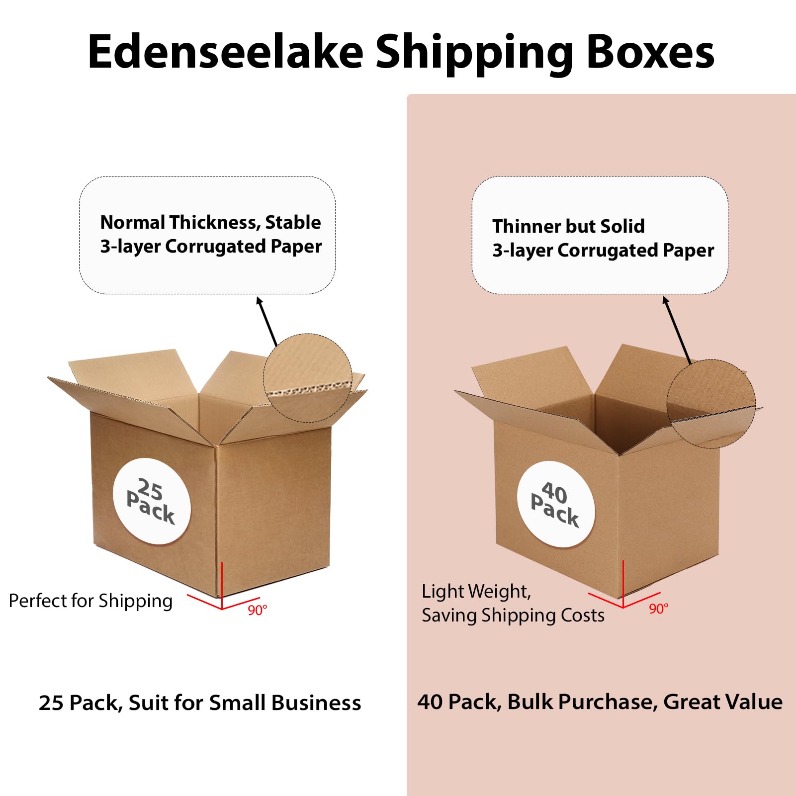 Edenseelake Cardboard Boxes 8 x 6 x 4 inches Small Shipping Boxes, 25 Pack