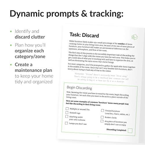 The Home Organization Sidekick Journal by Habit Nest. A Step-by-Step Guide to Declutter, and Organize your Home. Coaches you through Decluttering your Home, Room by Room.