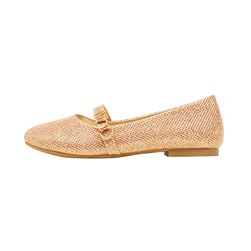 DREAM PAIRS Girls KFA220 Mary Jane Ballet Flat Dress Shoes Rose Gold Size 2 Little Kid