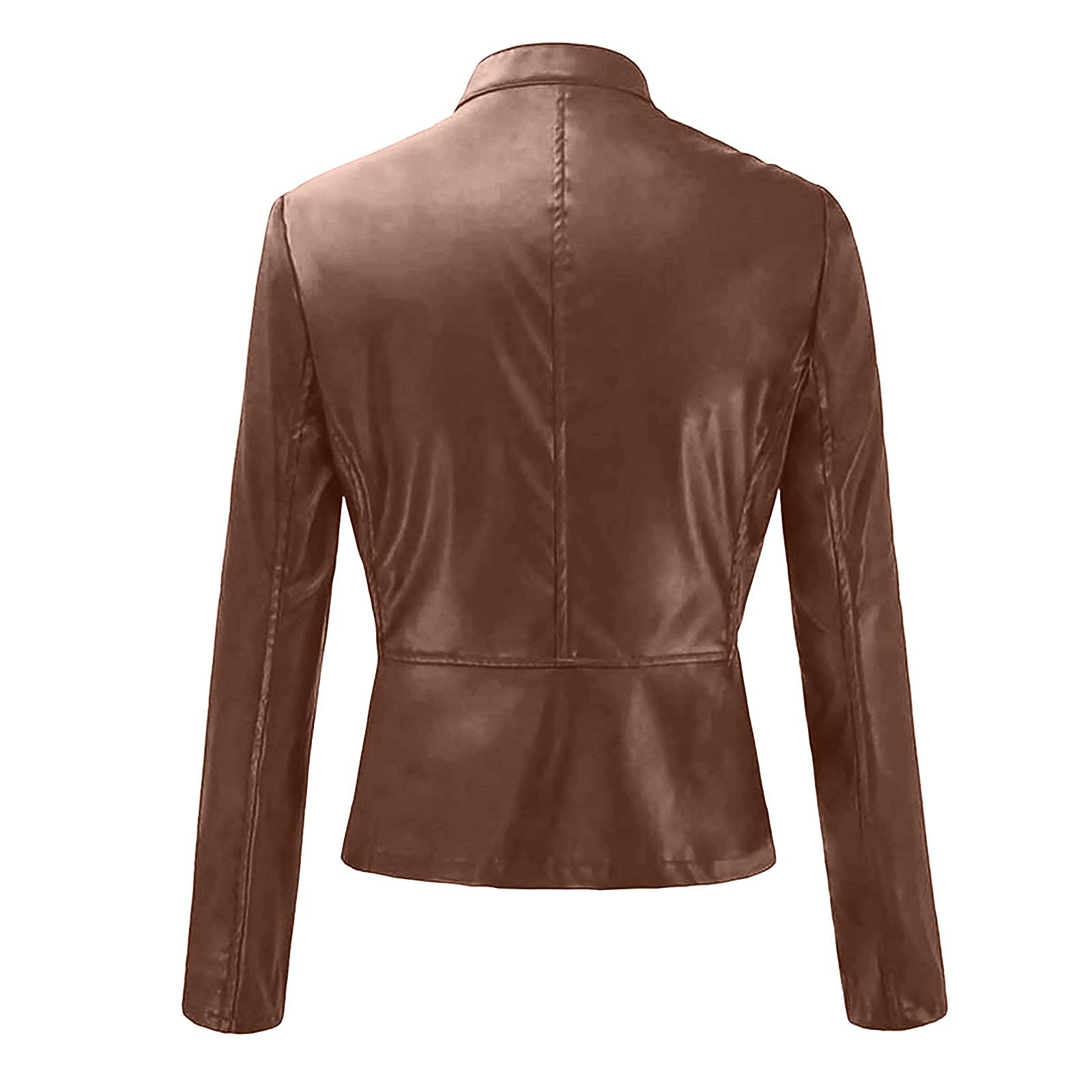 LMSXCT Women's Faux Leather Jackets Zip Up Short Motorcycle Outwear Slim Fitted PU Leather Coat Leather Moto Biker Jacket