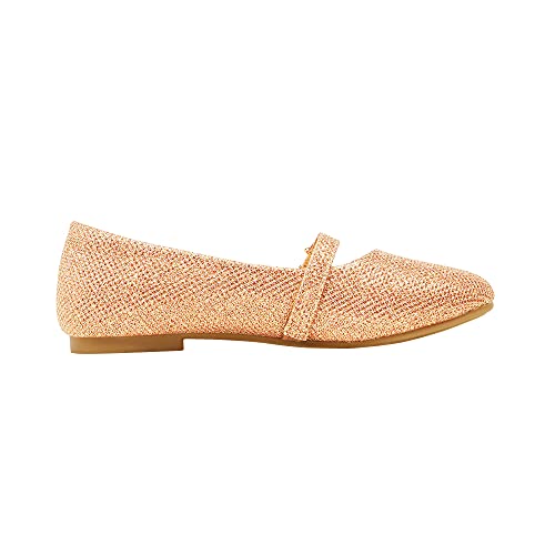 DREAM PAIRS Girls KFA220 Mary Jane Ballet Flat Dress Shoes Rose Gold Size 2 Little Kid