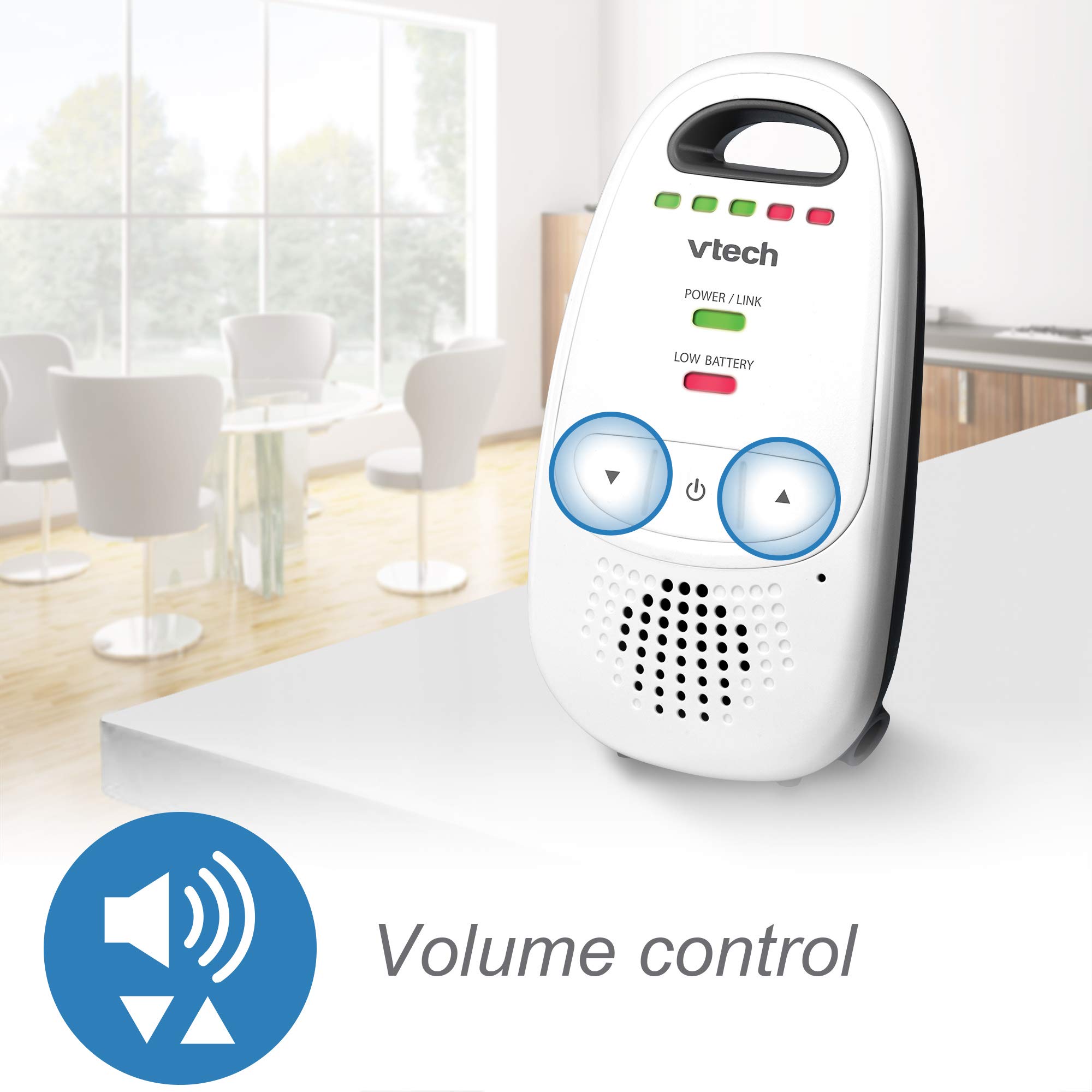 VTech DM112-2 Upgraded Audio Baby Monitor. 2 Parent Units with Rechargeable Battery, Best-in-Class Long Range, Digital Wireless Transmission, Crystal-Clear Sound, Plug & Play, Sound Indicator & Alerts