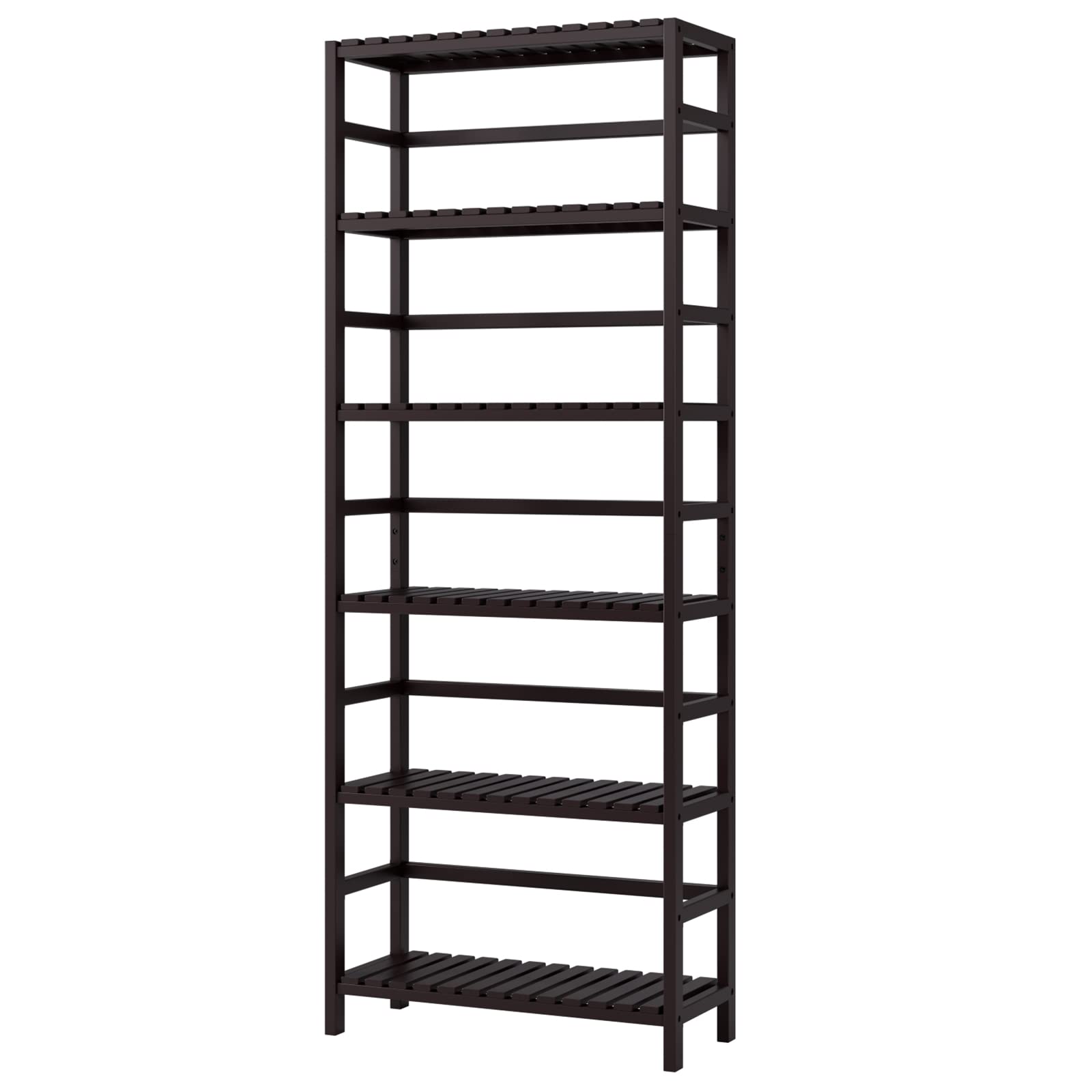Bamjoy Bamboo Shelf, 6 Tier Bookcase Storage Shelves, Tall Book Rack Shelving Unit, Multipurpose Storage Display Shelf Adjustable Storage Rack for Bathroom Home Office Living Room Kitchen, Dark Brown