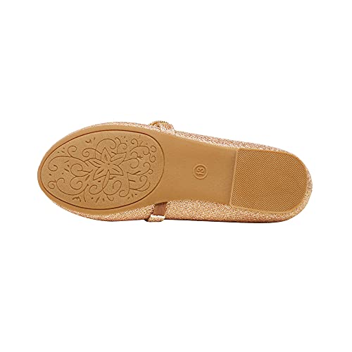DREAM PAIRS Girls KFA220 Mary Jane Ballet Flat Dress Shoes Rose Gold Size 2 Little Kid