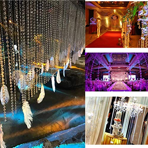 32.8Ft Crystal Beads Chain, Clear Crystal Garland Chandelier Octagon Beads Glass Crystal Chandelier Beads Lamp Chain, K9 Crystal, Not Acrylic, Not Plastic