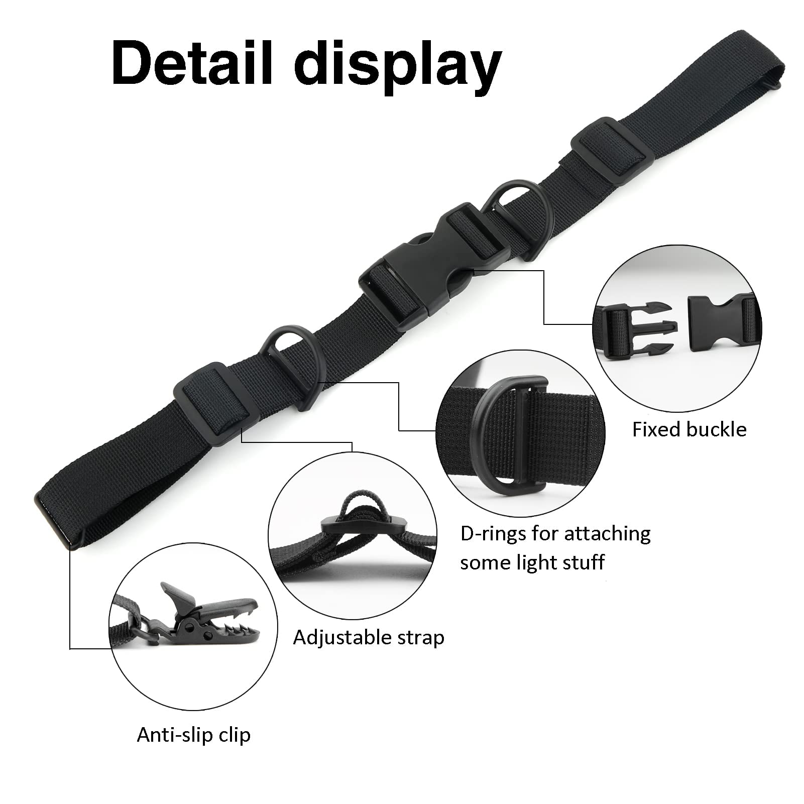 2 Pcs Adjustable Backpack Sternum Straps Chest Belt Hardness Strap with Anti-slip Fixed Clips and Quick Release Buckles for Camping Hiking Jogging(2 Pack /Black)