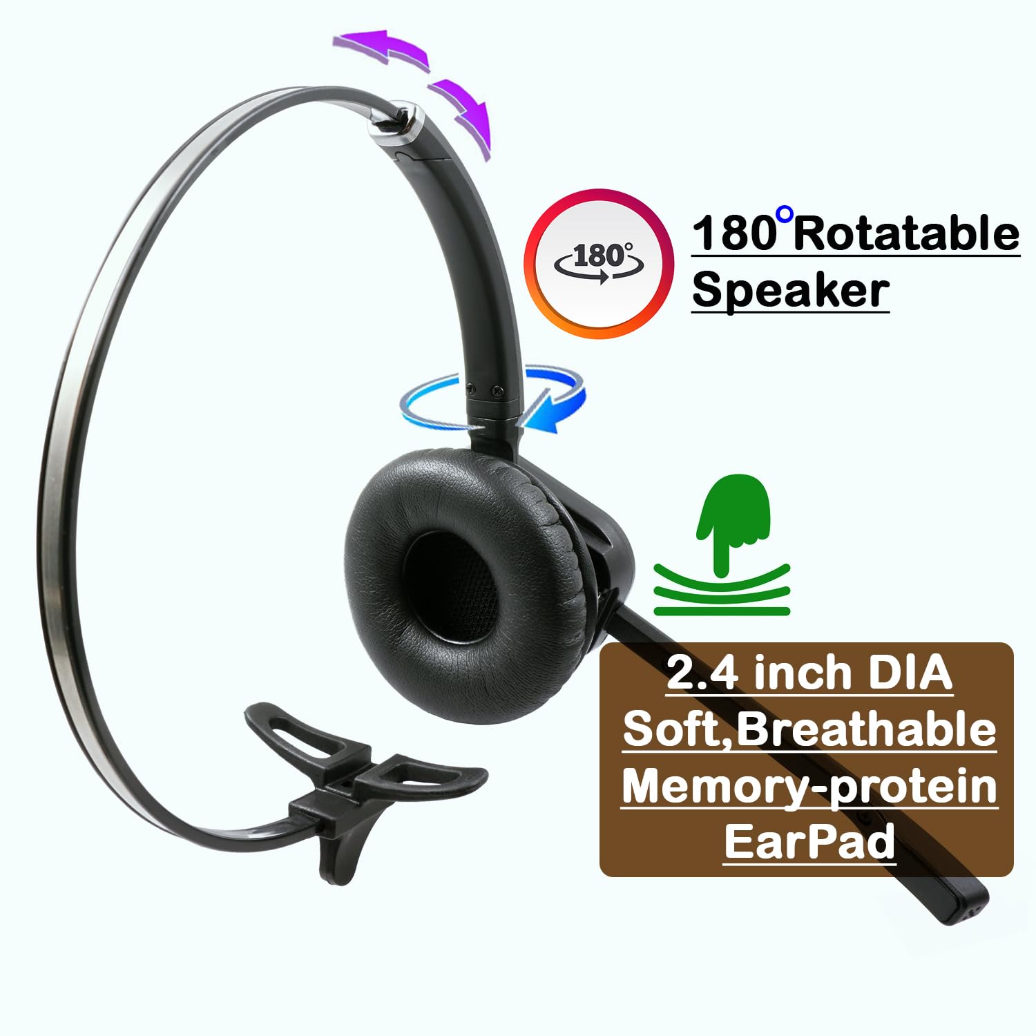 INNOTALK Wireless Headset Compatible with Polycom VVX 101, VVX 201, VVX 301, VVX 311, VVX 401, VVX 411, VVX 501, VVX 601 Phone with Remote Answering Cord(Explorer)