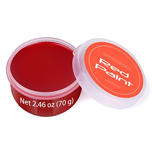 BOBISUKA Red Face and Body Paint, Professional Oil Based Creamy Painting Palette for Party Halloween Stage Cosplay Clown SFX Makeup - Non Toxic For Adults and Kids (Large 70g/2.46oz)