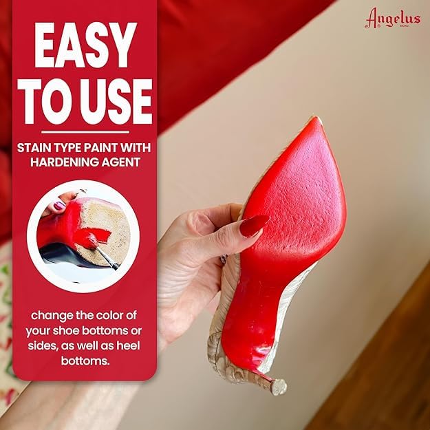 Angelus Walk on Red Paint Restorer – for Red Bottoms, Color Renewal for High Heels and Leather Shoes – Durable, Flexible, and Easy Application – 2 fl oz