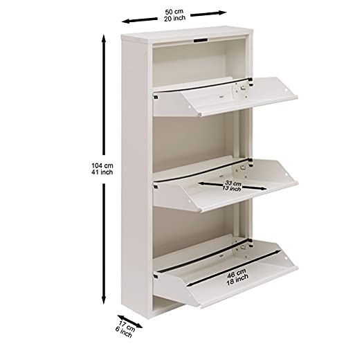 Mabel Home Modern 3 & 4 Drawer Shoe Cabinet, 3-4Tier Shoe Rack Storage Organizer, (White) (3 & 4Tier) (3 Tier)