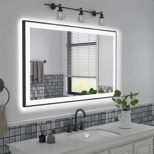 CHARMOR 40x24 LED Bathroom Mirror with Lights, Dimmable Framed Bathroom Vanity Mirror, Backlit and Front Lighted, Anti-Fog (Horizontal/Vertical)