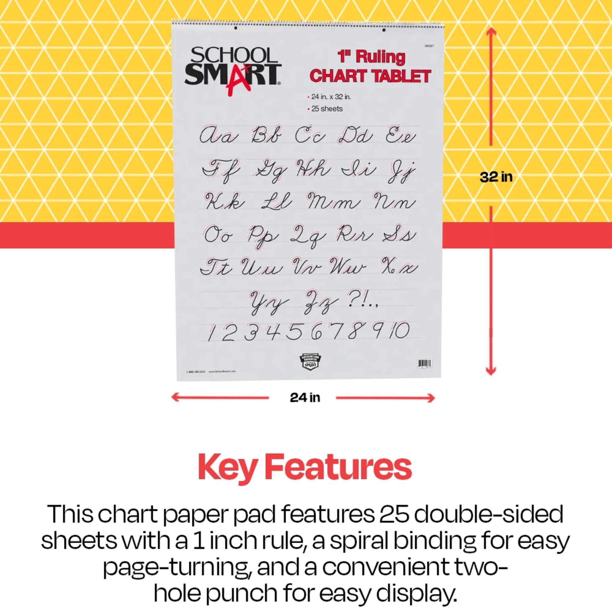School Smart - 85327 Chart Tablet, 24 x 32 Inches, 1 Inch Rule, 25 Sheets