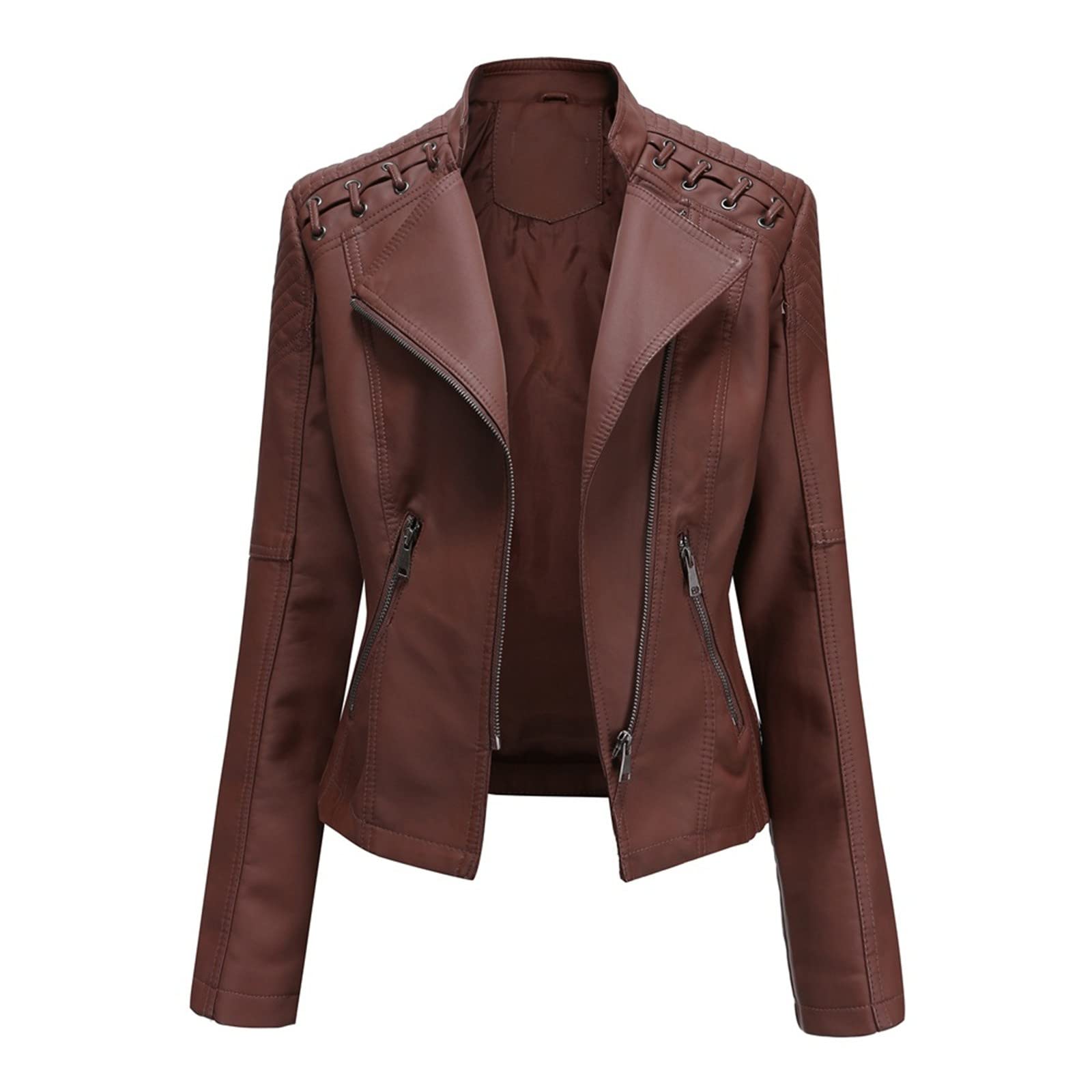 SERYU Leather Jacket for Women Zip Leather Motorcycle Jacket Plus Size Faux Leather Tops Lightweight Short Coat